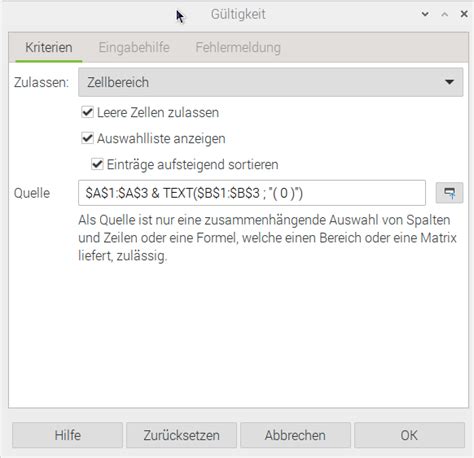 Data Validation Dropdown List With Concatenated Values English Ask Libreoffice