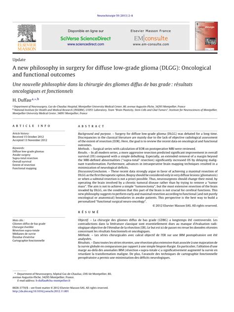 Pdf A New Philosophy In Surgery For Diffuse Low Grade Glioma Dlgg Oncological And