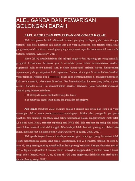 Alel Ganda Dan Pewarisan Golongan Darah Pdf