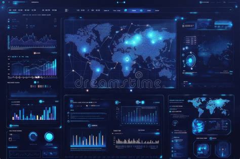 Futuristic Global Data Analysis Displaying Interactive Charts And World