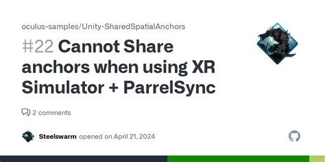cannot share anchors when using xr simulator parrelsync · issue 22 · oculus samples unity