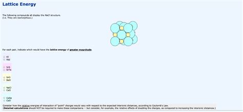Solved Lattice Energy The Following Compounds All Display Chegg Com