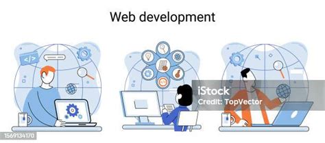 웹 개발 코딩 및 프로그래밍 창조 디지털 소프트웨어 모바일 데스크톱 플랫폼 Html에 대한 스톡 벡터 아트 및 기타 이미지
