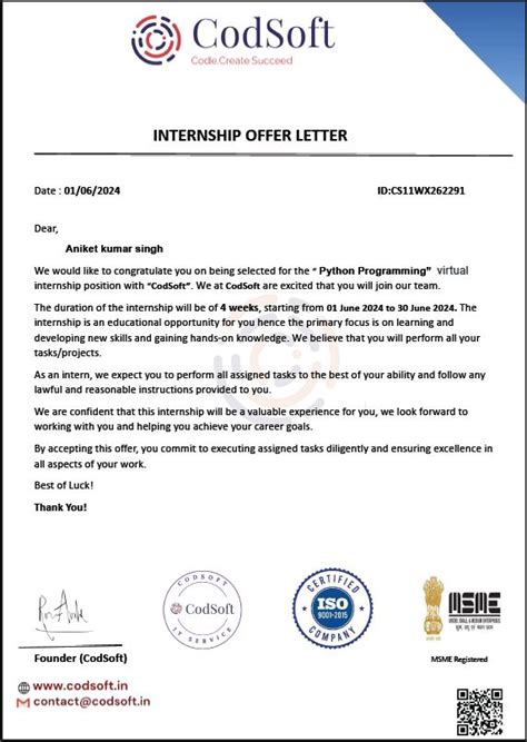 aniket kumar singh on linkedin python developer internship codsoft
