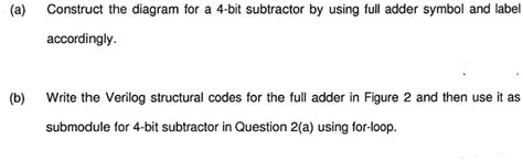Solved A Construct The Diagram For A 4 Bit Subtractor By Using Full