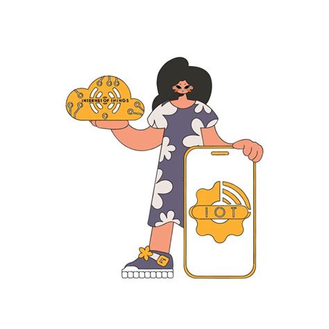 Premium Vector She Has A Server For Cloud Storage And Iot Connectivity