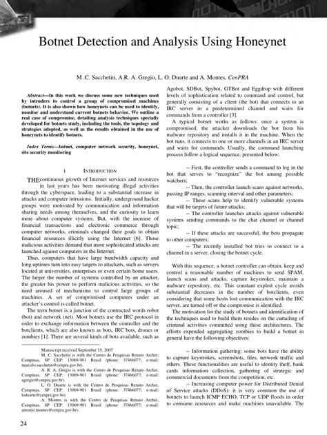 Pdf Botnet Detection And Analysis Using Honeynet