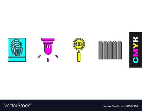 Set Fingerprint Motion Sensor Magnifying Glass Vector Image