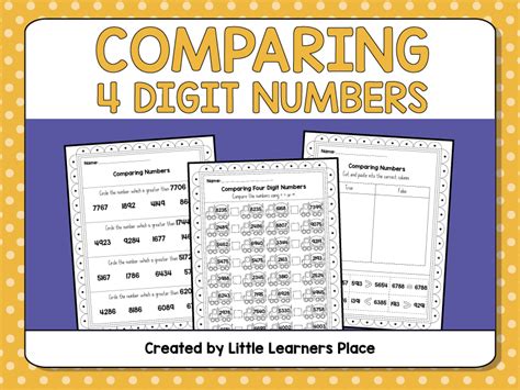 Comparing 4 Digit Numbers Greater Than Less Than And Equal To Activities Teaching Resources