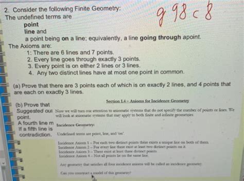 2 Consider The Following Finite Geometry The