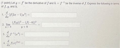 Solved 1 Point Find The Derivative Of The Function