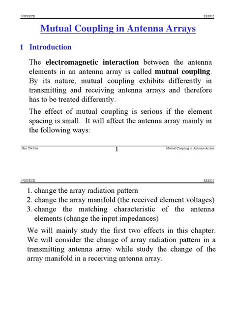 Mutual Coupling In Antenna Arrays Pdf Antenna Radio Electrical Impedance