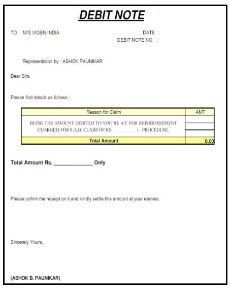 Debit Note Format IPleaders