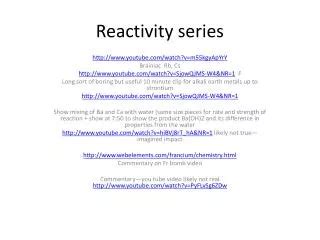 PPT Reactivity Series PowerPoint Presentation Free Download ID