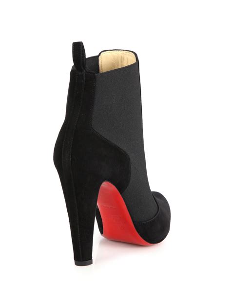 Christian Louboutin Boulevard Suede And Elasticized Booties In Black Lyst