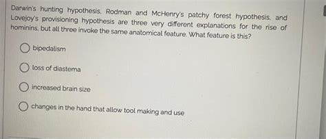 Solved Darwins Hunting Hypothesis Rodman And Mchenrys