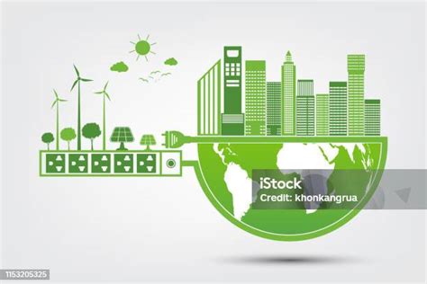 생태 및 환경 개념 도시 주변 녹색 나뭇잎과 지구 기호는 환경 친화적 인 아이디어 벡터 일러스트와 함께 세계를 도와 0명에 대한