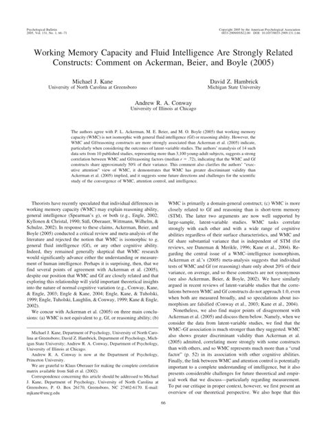PDF Working Memory Capacity And Fluid Intelligence Are Strongly Related Constructs Comment On