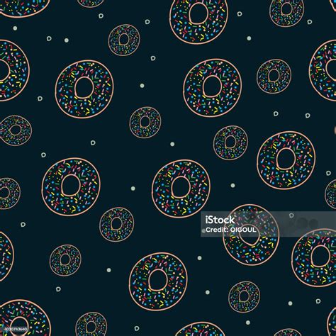 도너츠와 함께 완벽 한 패턴입니다 벡터 일러스트입니다 귀여운에 대한 스톡 벡터 아트 및 기타 이미지 귀여운 그리기 낙서 드로잉 Istock