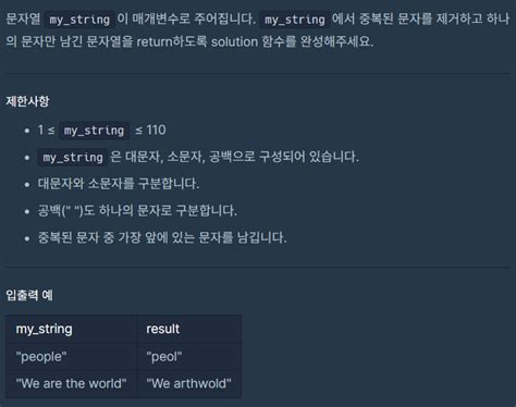 프로그래머스 level 0 🎠 중복된 문자 제거