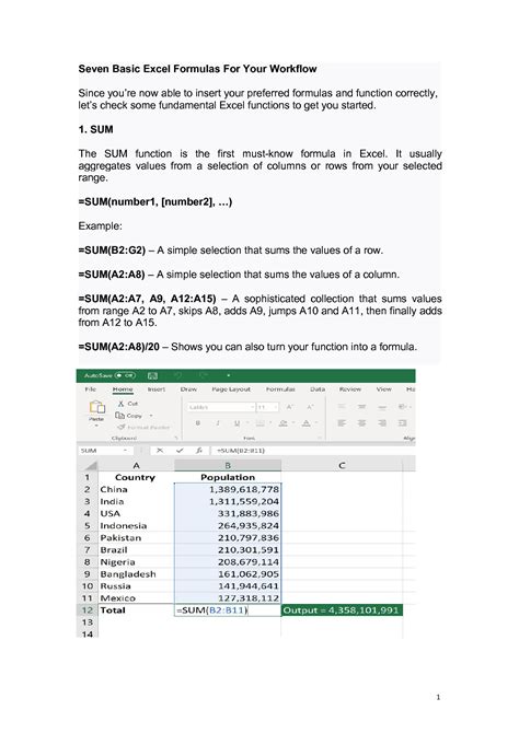 SOLUTION Seven Basic Excel Formulas For Your Workflow Studypool