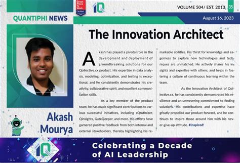 Akash Mourya On Linkedin Im Truly Honored To Have Been Featured In Quantiphis Newsletter Thank