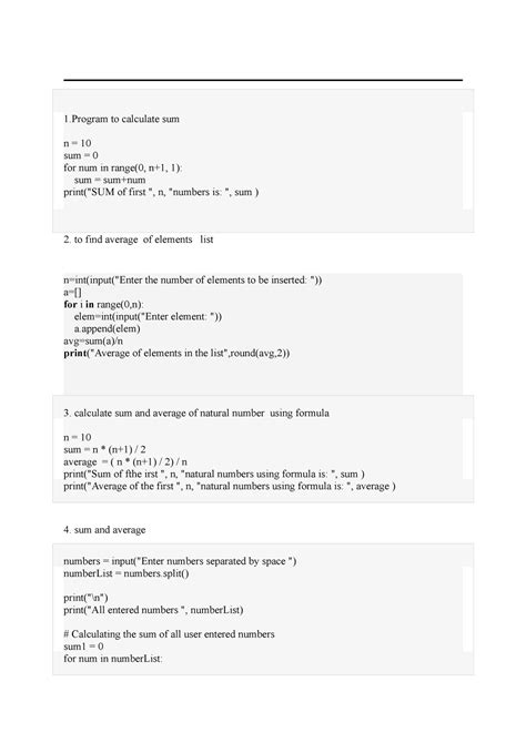 Python Class Prg Requuired 1 To Calculate Sum N 10 Sum 0 For Num In Range0 N1 1