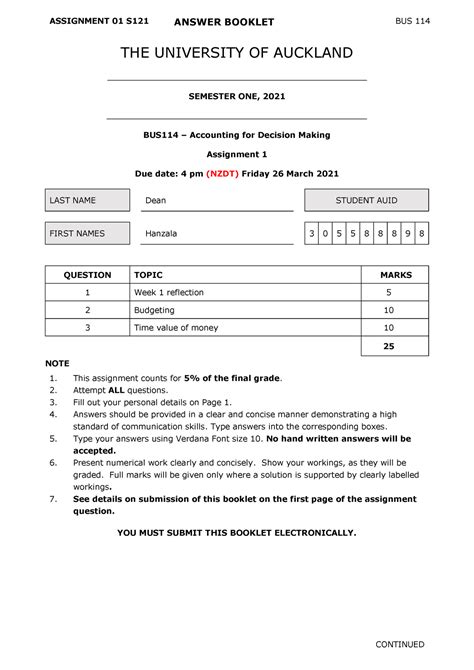 Assignment 1 114 Ass 1 Continued The University Of Auckland Semester One 2021 Bus114