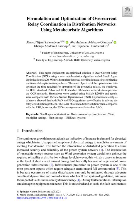 Pdf Formulation And Optimization Of Overcurrent Relay Coordination In Distribution Networks