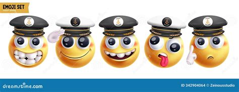 Emoji Coast Guard Emoticon Characters Vector Set Emojis Professionals