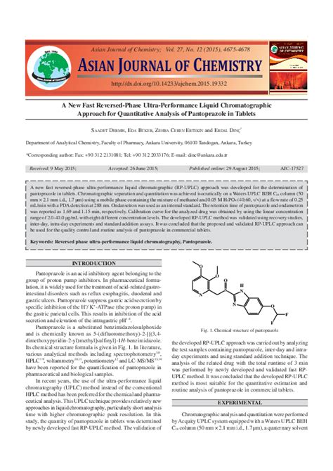 Pdf A New Fast Reversed Phase Ultra Performance Liquid Chromatographic Approach For