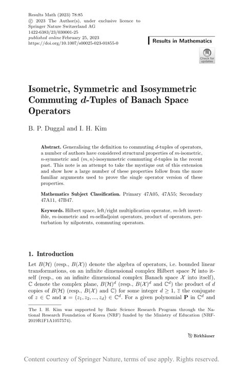 Isometric Symmetric And Isosymmetric Commuting D Tuples Of Banach Space Operators Request Pdf