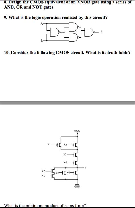 Solved 8 Design The Cmos Equivalent Of An Xnor Gate Using A