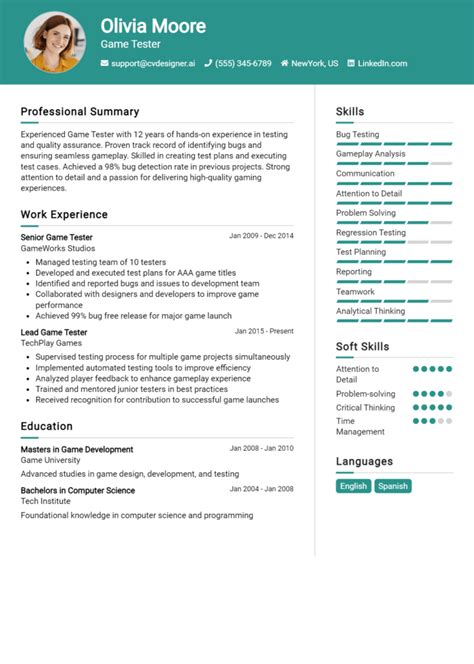Game Tester Resume Example For 2024 Writing Guide Cvdesignerai