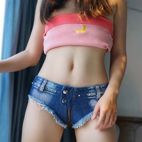 New Fanshion Women Zipper Open Crotch Denim Shorts Girl High Waist Hot