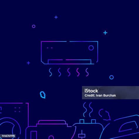 에어컨 분할 시스템 그라데이션 선 아이콘 벡터 일러스트 레이 션 0명에 대한 스톡 벡터 아트 및 기타 이미지 0명 가벼운