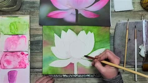 Lotus Flower Watercolor Painting Tutorial Youtube