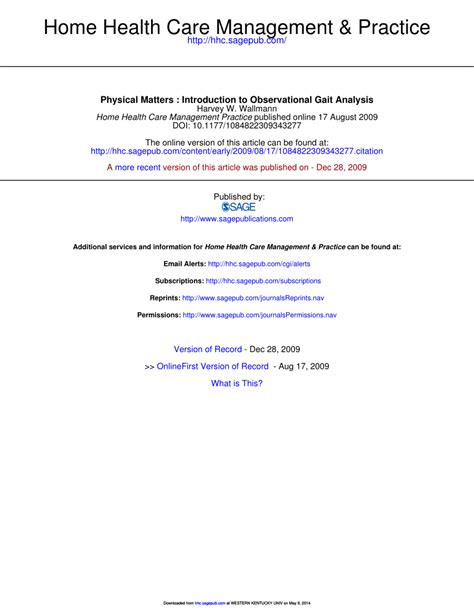 Pdf Introduction To Observational Gait Analysis