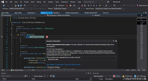 c 多项目使用ef访问sqlite数据库，解决报错unable to determine the dbproviderfactory type for connection of type