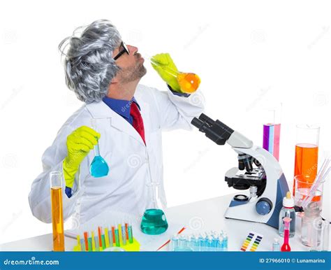 Crazy Silly Nerd Scientist Drinking Chemical Experiment Stock Image 27966001