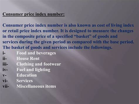 Consumer Price Index Number And Uses Of Cpi Pptx Commodities Economy