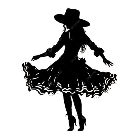 A Hand Drawn Cowgirl Irish Dancer Silhouette White Background 3d