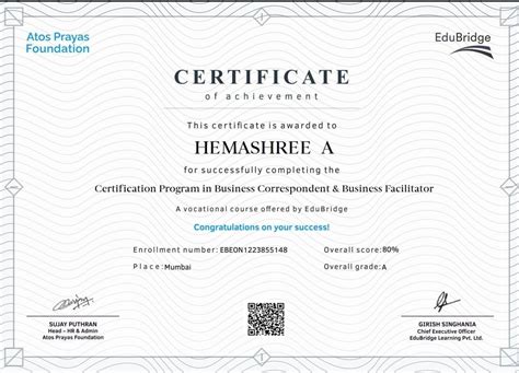 Latepost Certification Atosprayasfoundation Edubridgeindia