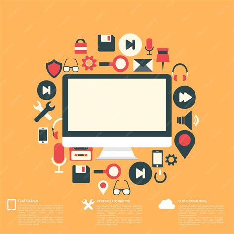 Premium Vector Flat Abstract Background With Web Icons Interface