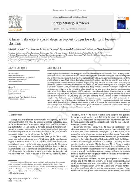 Pdf A Fuzzy Multi Criteria Spatial Decision Support System For Solar Power Location Planning