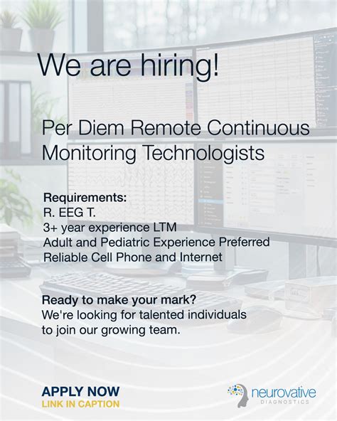 Neurovative 🚨 Were Hiring 🚨 Join Our Continuous Monitoring Team As A Remote Per Diem Eeg