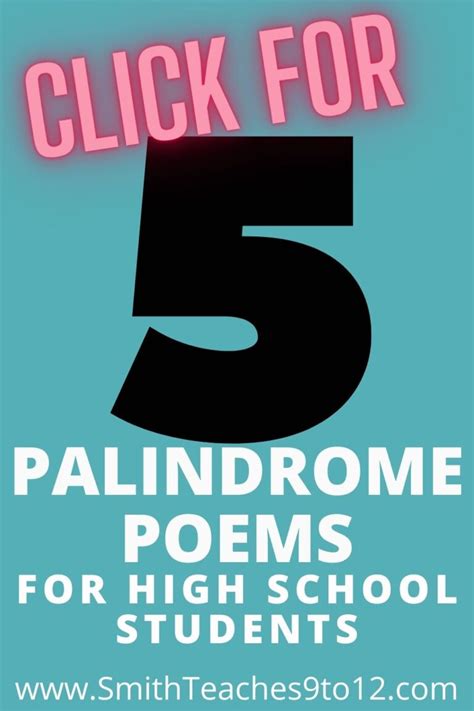The Best Palindrome Poetry Examples SmithTeaches To