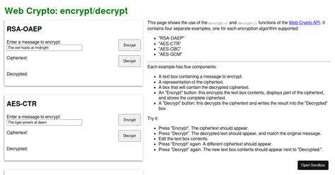 Web Crypto Encryptdecrypt Codesandbox