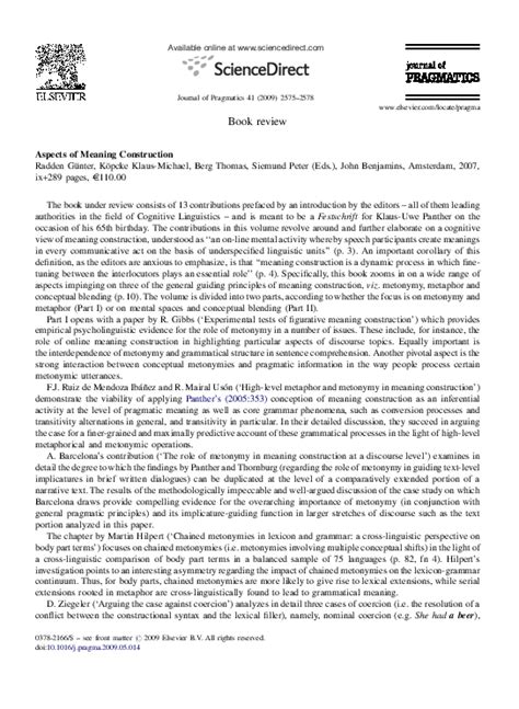 Pdf Aspects Of Meaning Construction