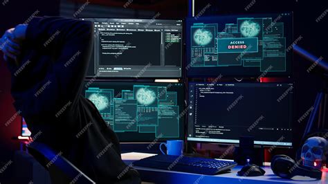 premium photo hacker receiving access denied error message while